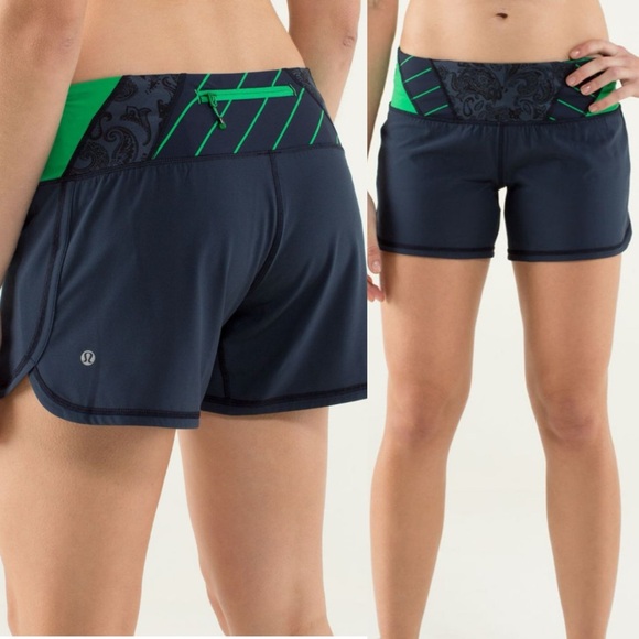 lululemon athletica | Shorts | Lululemon Groove Run Shorts Blue Green ...